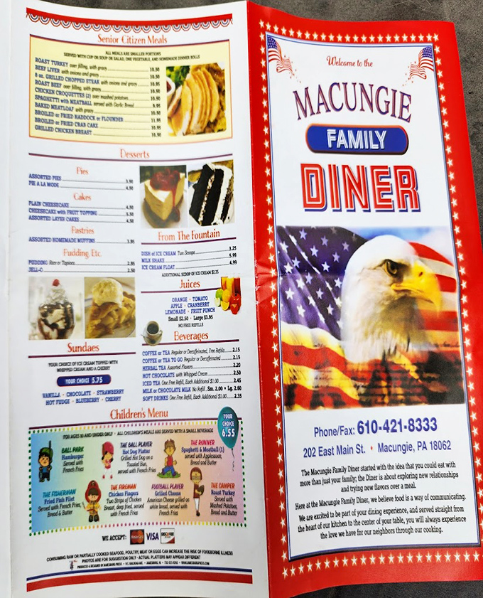 This isn't just a menu &ndash; it's a roadmap to comfort. Patriotic design meets hearty offerings that promise to satisfy both nostalgia and appetite.