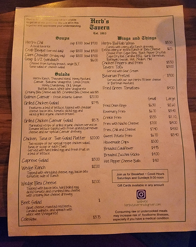 This menu isn't just a list of food&mdash;it's a roadmap to happiness. The extensive offerings prove Herb's isn't just a one-trick burger pony.