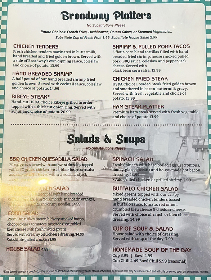 The menu reads like a love letter to comfort food classics. Each description promises satisfaction that chain restaurants can only dream of delivering.