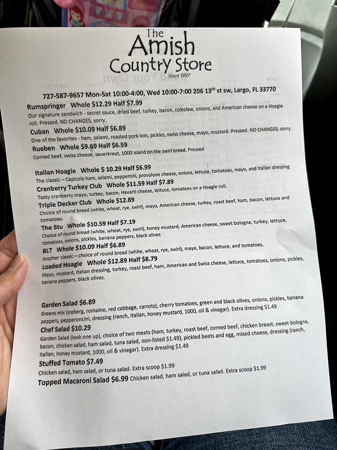 This menu isn't just a list of options &ndash; it's a roadmap to happiness. The Rumspringer sandwich alone is worth canceling your afternoon plans for.