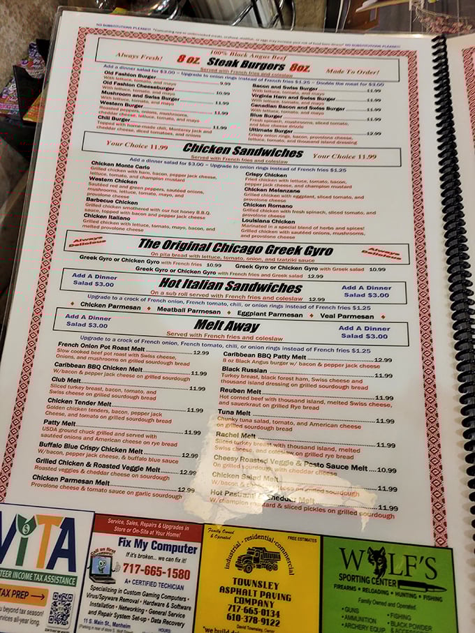 A menu that doesn't mess around&mdash;burgers, melts, and sandwiches galore. Decision paralysis has never been so deliciously rewarding.