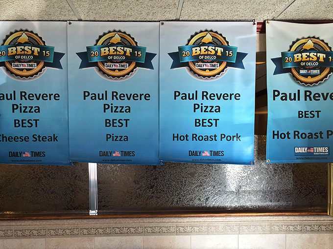 Awards don't lie! These "Best of Delco" banners tell the story of a restaurant that's mastered multiple dishes, not just a one-hit wonder.