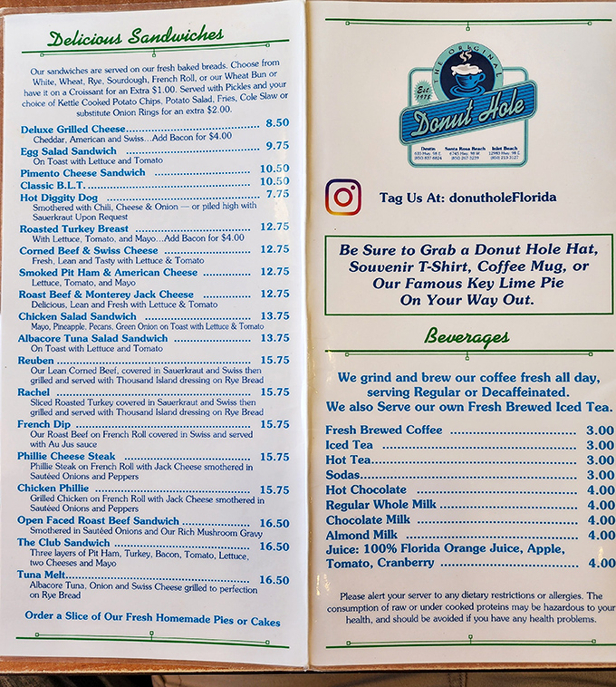 A menu that reads like a love letter to comfort food. The sandwich selection alone could make a cardiologist weep.