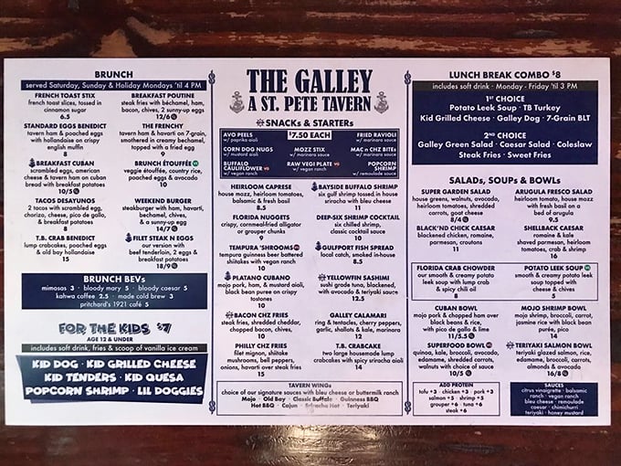 A menu that reads like a love letter to Florida's waters&mdash;good luck choosing just one thing!