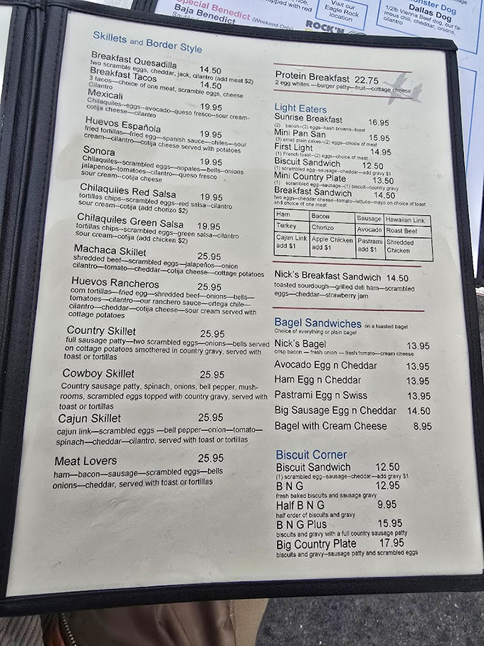 The menu reads like a love letter to breakfast classics. No molecular gastronomy or deconstructed anything&mdash;just honest food that understands what morning hunger truly craves.