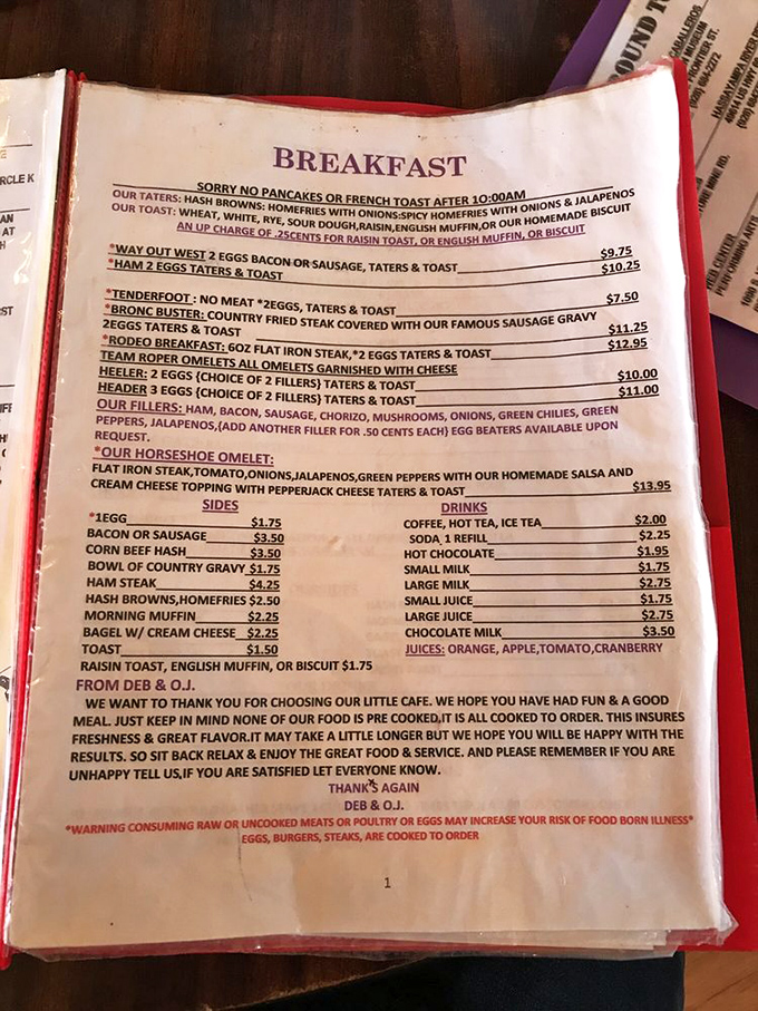 A menu that reads like a carnivore's dream journal. Each option more tempting than the last, with prime rib taking center stage.