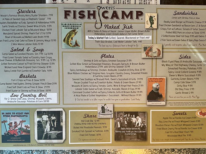 The menu at Owen's reads like a love letter to Southern coastal cuisine &ndash; straightforward, unpretentious, and guaranteed to make you hungry.