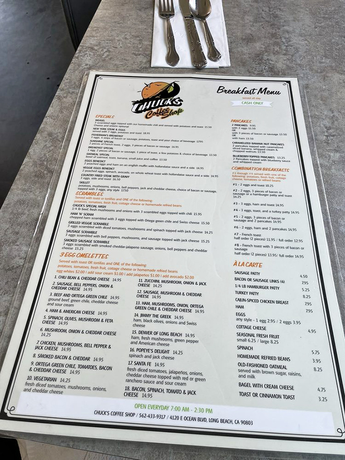 This comprehensive menu reads like a love letter to classic American breakfast, with options for every craving.