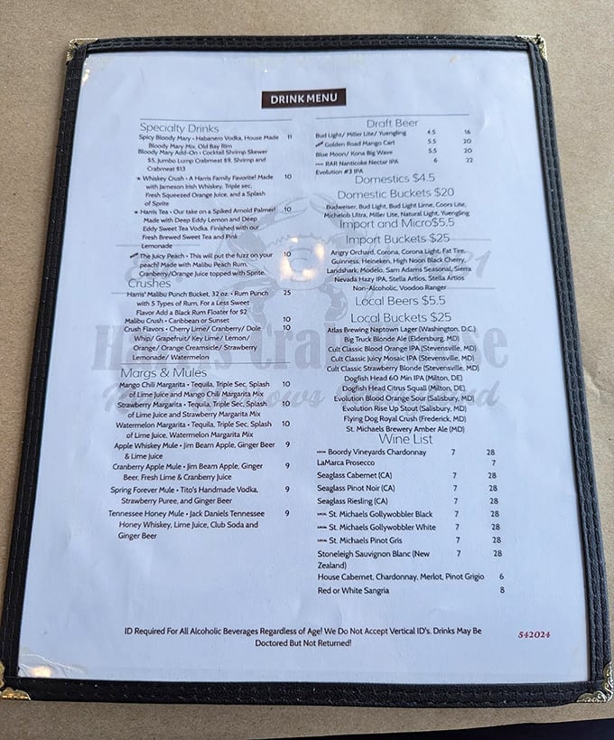 The drink menu reads like a love letter to Maryland libations. That Orange Crush is calling your name&mdash;loudly and with conviction.