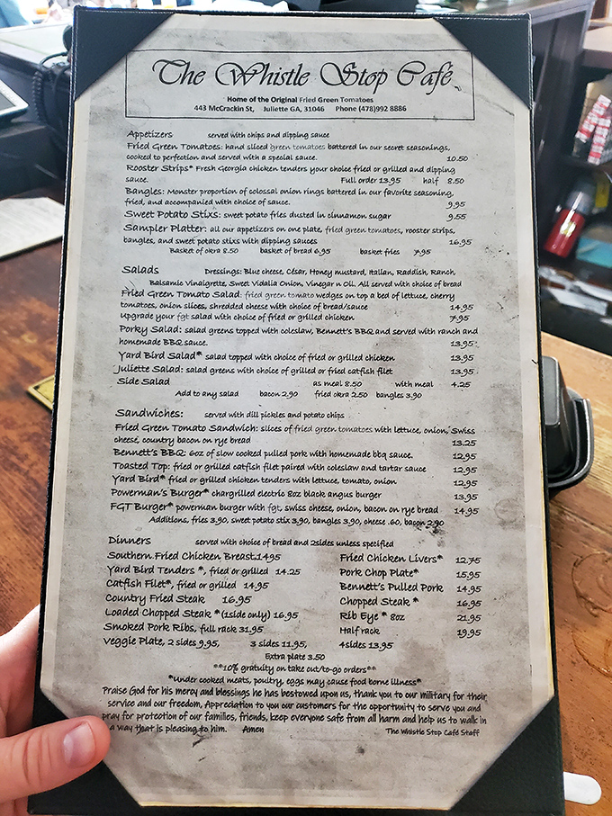 This menu isn't just a list of dishes&mdash;it's a roadmap to Southern culinary bliss, with fried green tomatoes leading the delicious parade.