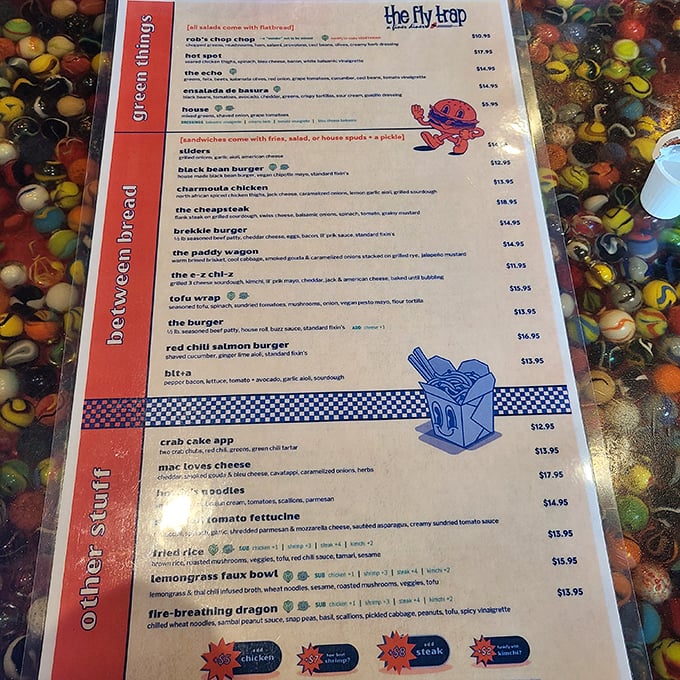 A menu that reads like a breakfast novel you can't put down, with plot twists in every section.