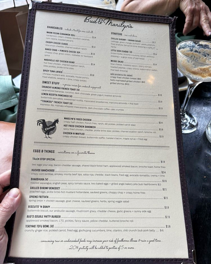 A menu that reads like a love letter to American comfort food, with each dish promising its own delicious story.