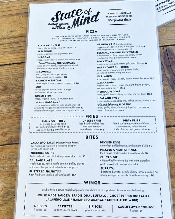 This menu isn't just a list of food&mdash;it's a roadmap to happiness. The "Been All Around This World" pizza alone is worth the drive.