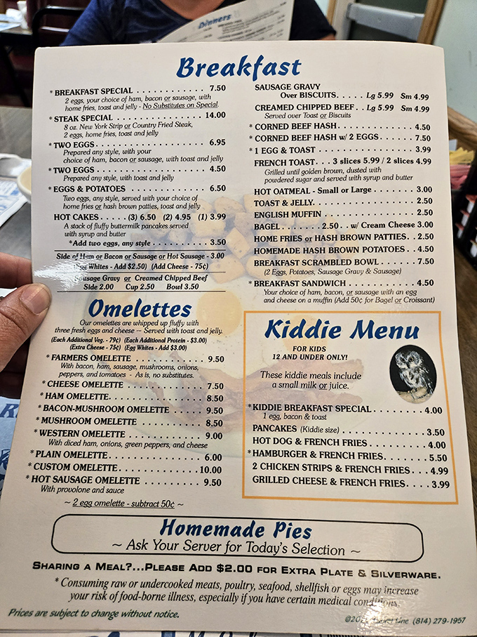 A menu that reads like a love letter to classic American breakfast, featuring everything your hungry heart desires.