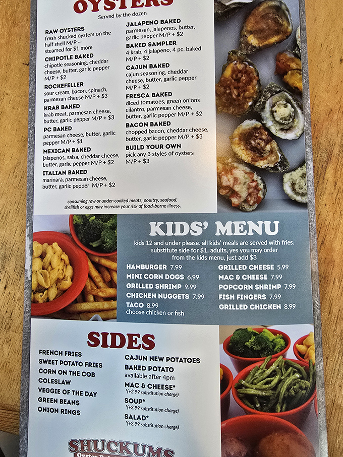 This menu isn't just a list&mdash;it's a treasure map. Each oyster variation promises a different adventure, from jalape&ntilde;o heat to bacon-infused bliss.