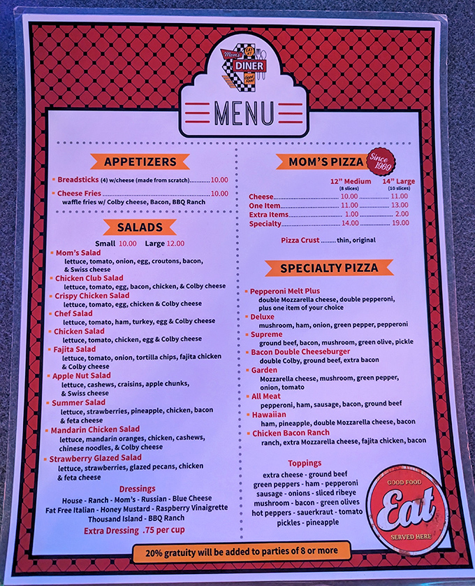 The menu reads like a love letter to American comfort classics. Each item promises the kind of satisfaction that makes you want to high-five the chef.