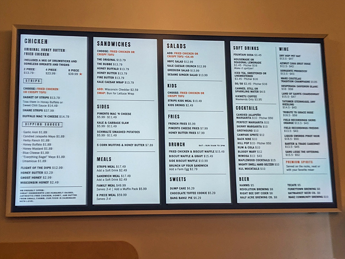 The menu board &ndash; a roadmap to happiness. Each item carefully curated, proving that sometimes the best restaurants don't need encyclopedic offerings.