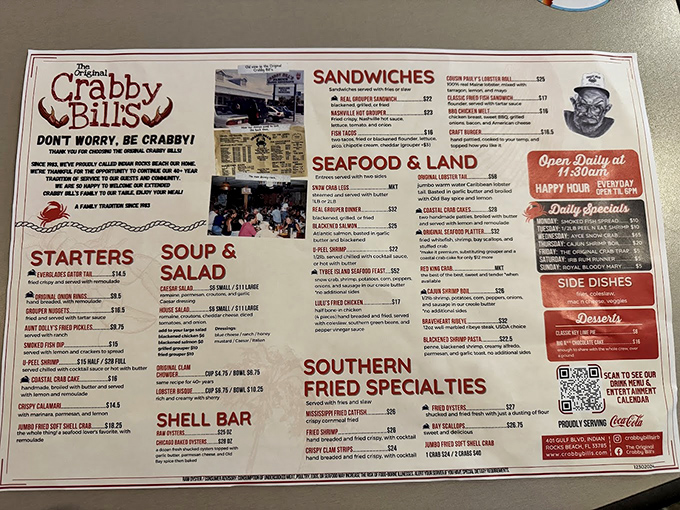 A menu that reads like a love letter to the Gulf. Decision paralysis has never been so delicious&mdash;just close your eyes and point. You can't go wrong.