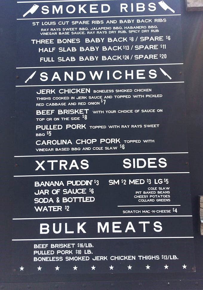 A menu board that reads like barbecue poetry. Each option promises a different path to smoked meat nirvana, with sides that aren't afterthoughts but essential supporting characters.