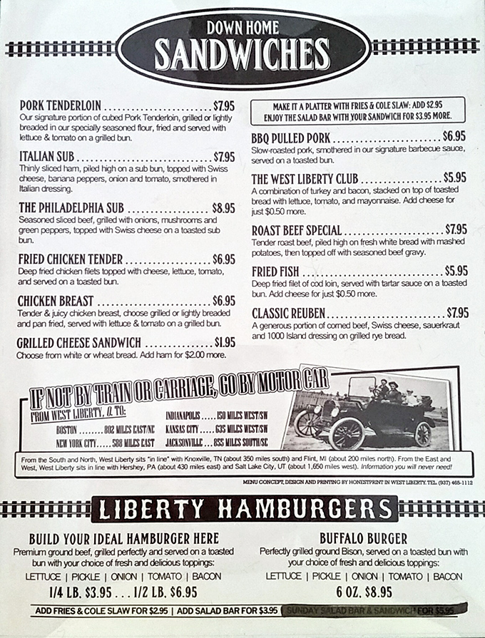 The menu reads like a love letter to American comfort food classics. That West Liberty Club is calling your name!