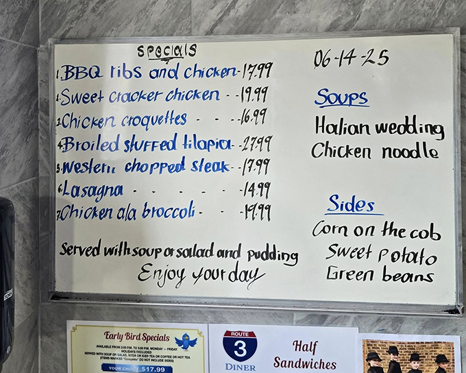 The specials board &ndash; where hope meets hunger. Italian wedding soup and sweet cracker chicken compete for your attention and stomach real estate.
