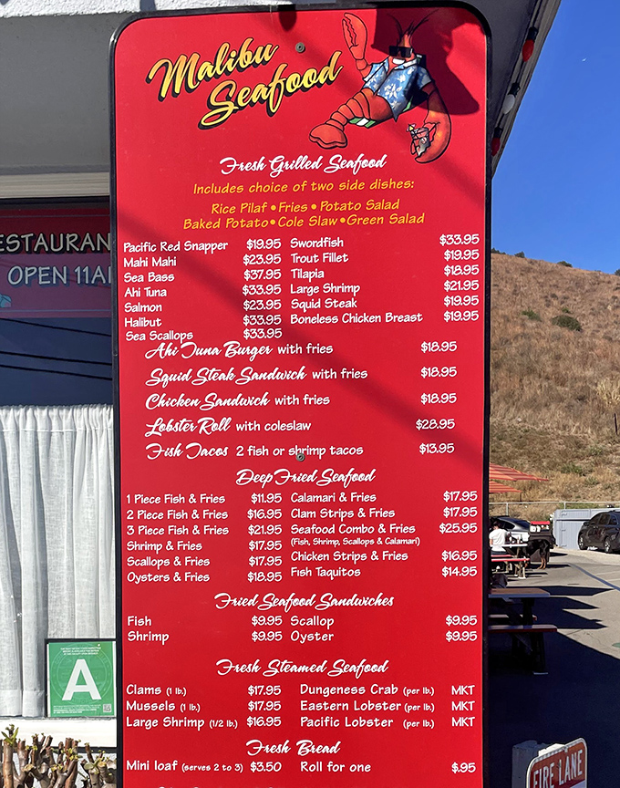 The menu board reads like a love letter to the sea. Each item promises a vacation for your taste buds.