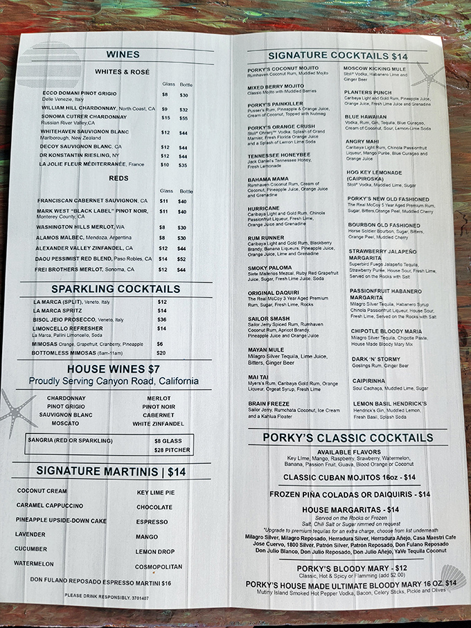 A cocktail menu that reads like a Caribbean novel&mdash;each drink promising its own little adventure. The Porky's Painkiller might be medicinal, but I'm not asking for a prescription.