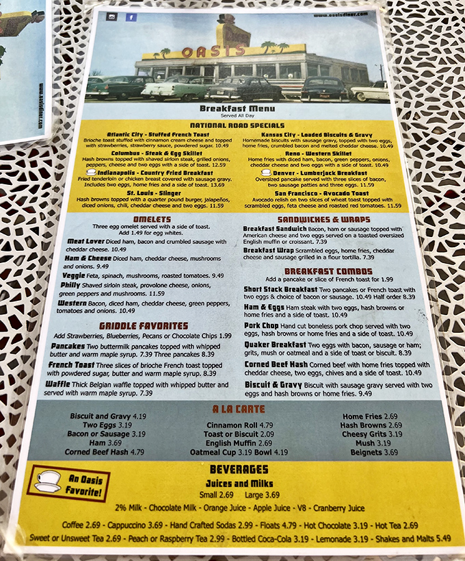 This isn't just a menu&mdash;it's a roadmap to happiness. The "National Road Specials" pay homage to the historic highway where comfort food reigns supreme.