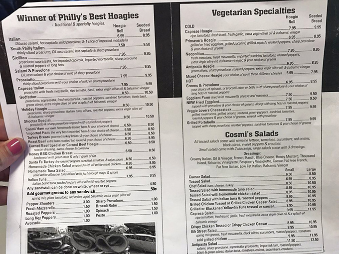 This menu isn't just a list&mdash;it's a roadmap to sandwich paradise with enough options to require multiple visits.