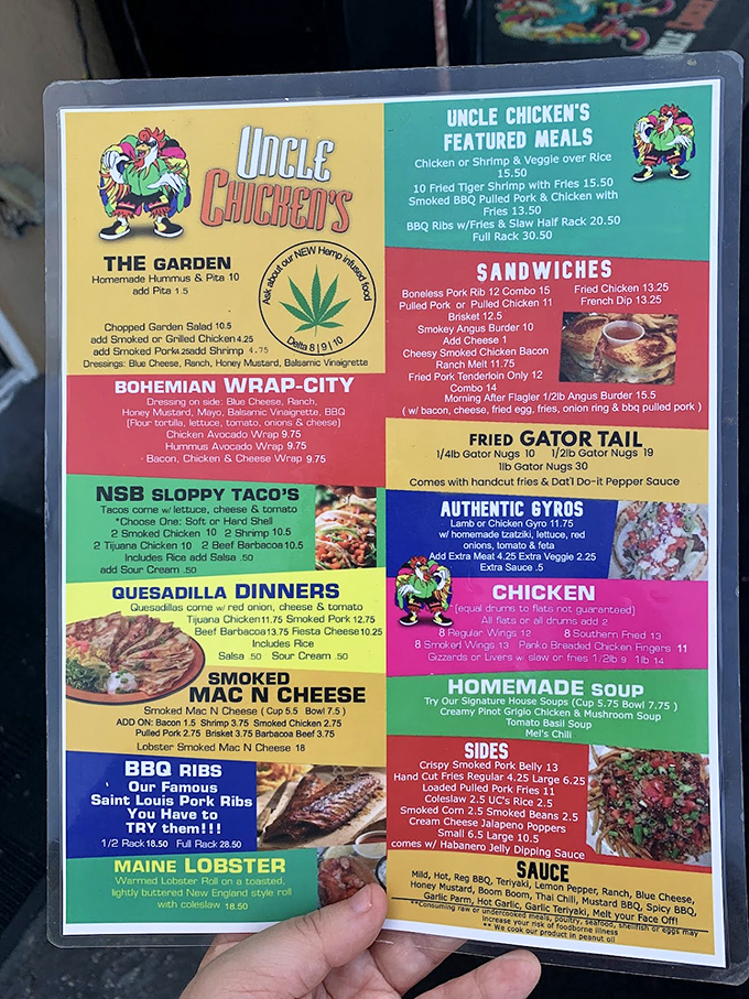 A menu that reads like a culinary adventure map. From fried gator tail to Maine lobster, decision paralysis has never been so delicious.