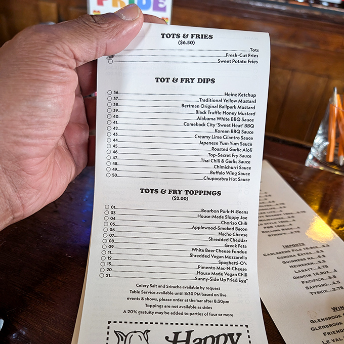 The menu reads like a mad scientist's delicious experiment. With dozens of toppings from traditional to wildly adventurous, decision paralysis has never been so delicious.