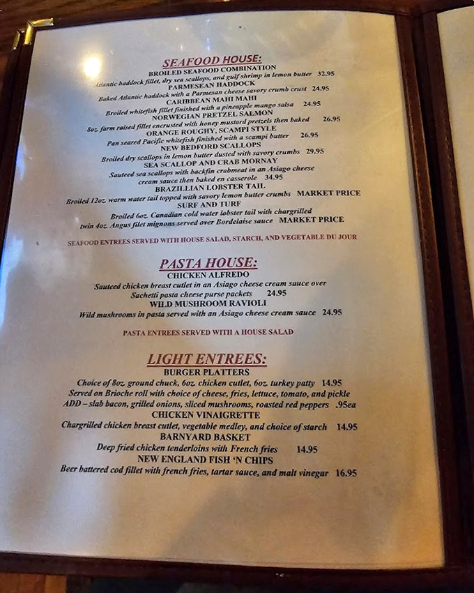 This menu isn't just a list of dishes &ndash; it's a roadmap to happiness. The seafood section alone could make Neptune jealous.