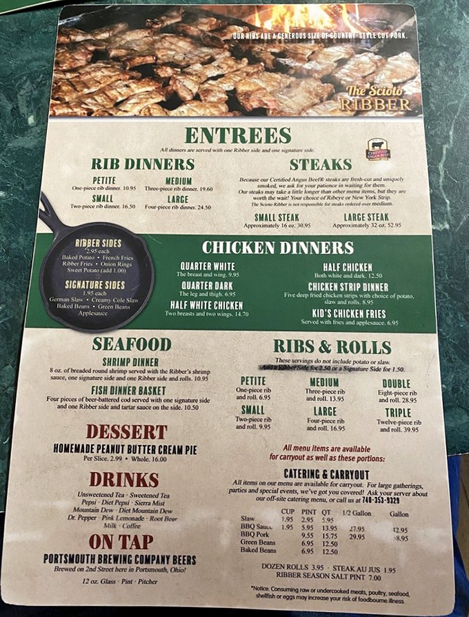 A menu that reads like a love letter to carnivores, with portions that would make Fred Flintstone jealous.