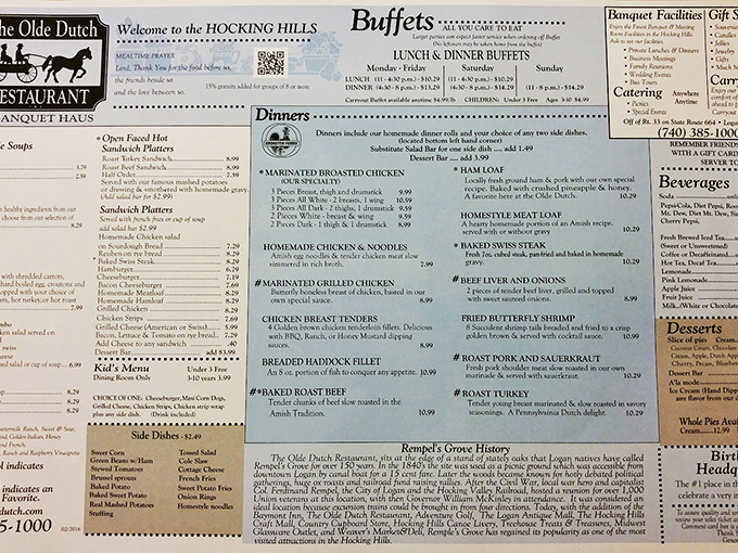 A menu that reads like a love letter to comfort food, with prices from a happier, simpler time.