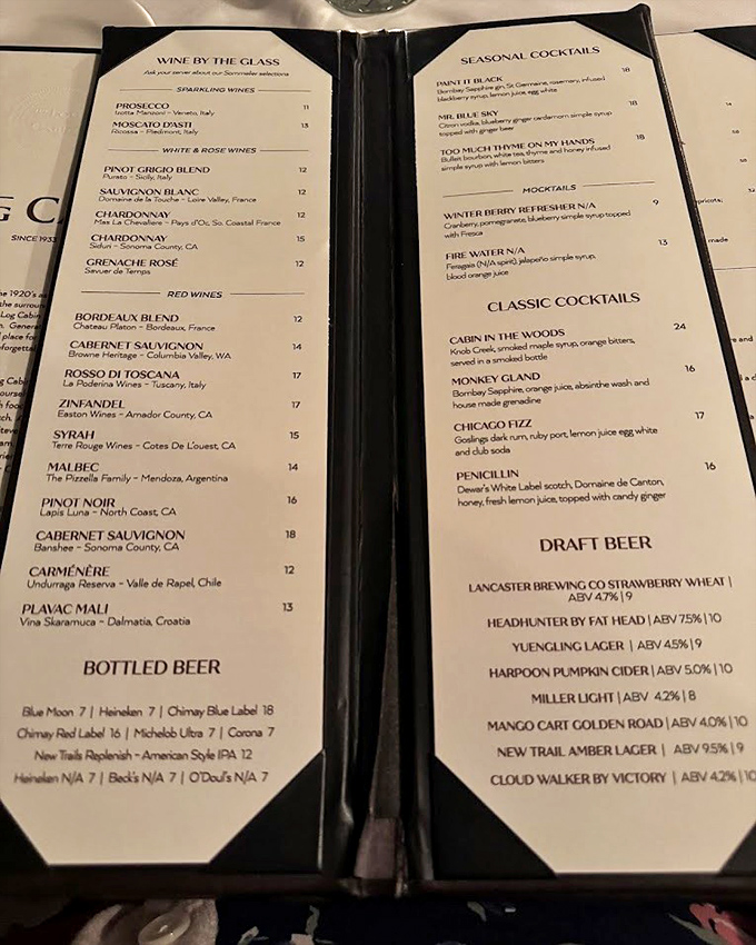 This isn't just a menu&mdash;it's a roadmap to happiness. The "Cabin in the Woods" cocktail alone is worth the drive to Leola.