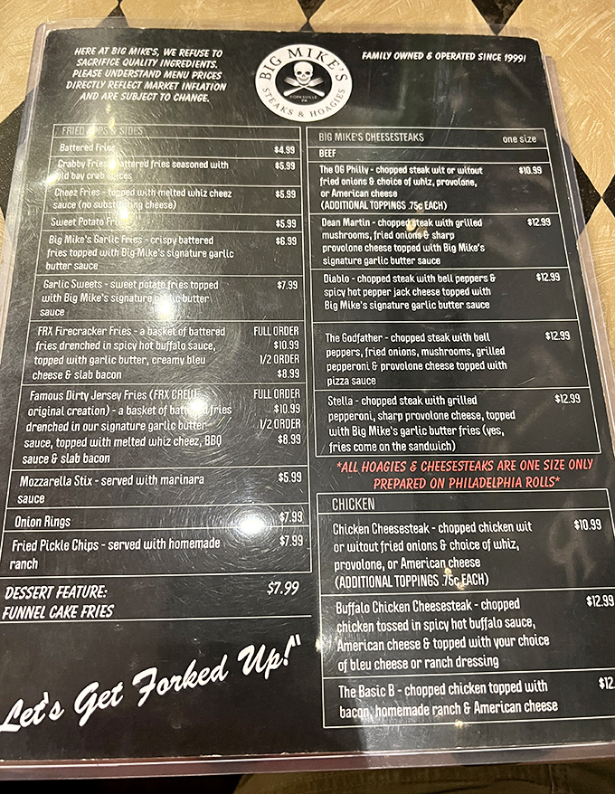 This isn't just a menu&mdash;it's a roadmap to happiness. The skull and crossbones aren't warning signs; they're promising a taste rebellion worth every calorie.