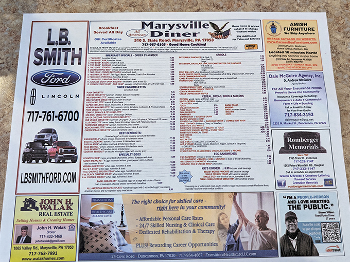 This paper placemat menu&mdash;adorned with local business ads&mdash;is a dying art form and roadmap to happiness all in one glorious sheet.
