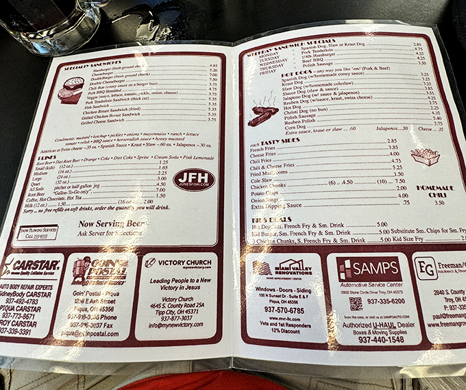 A menu that hasn't surrendered to food trends or fancy descriptions. Just straightforward comfort food that knows exactly what it is.