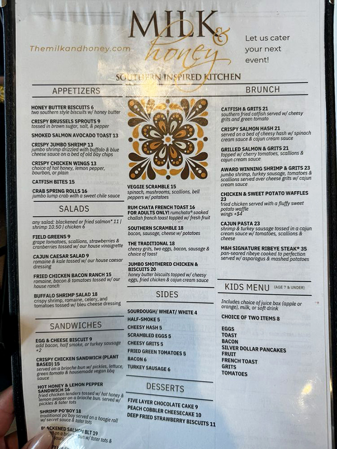 This menu isn't just a list of dishes&mdash;it's a roadmap to happiness. The "Award-Winning Shrimp & Grits" isn't just bragging; it's a promise.