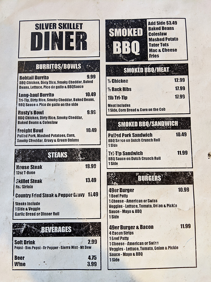 This menu isn't just a list of food&mdash;it's a roadmap to happiness. The BBQ section alone could make a vegetarian reconsider their life choices.