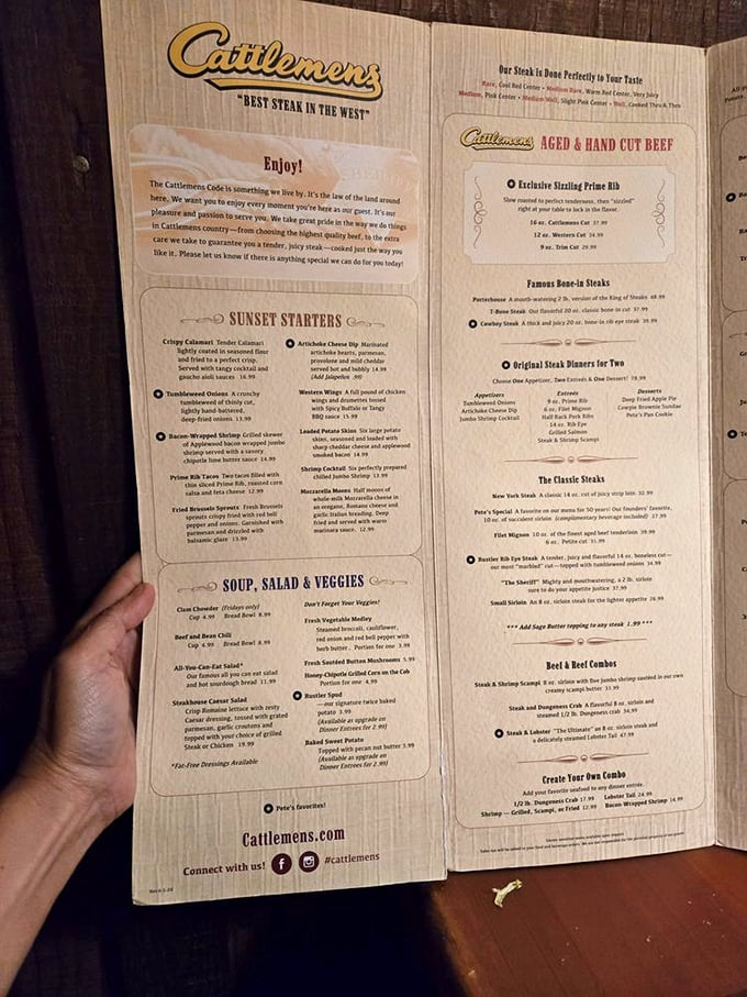 A menu that doesn't need fancy fonts or pretentious descriptions&mdash;just the promise of perfectly cooked beef that speaks for itself.