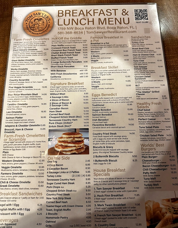 A menu that reads like a love letter to breakfast classics. Decision paralysis has never been so delicious.