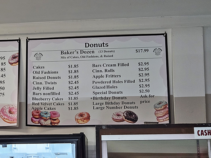 This menu board is like a treasure map to happiness. Notice how reasonably priced these handcrafted delights remain in our inflation-weary world.