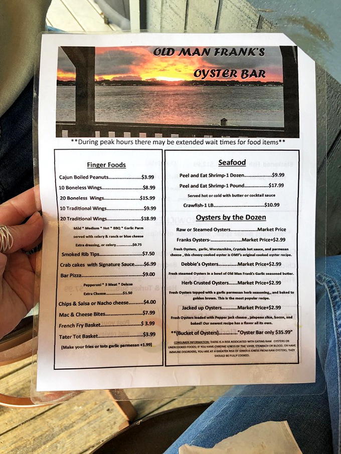 This menu isn't just a list of options – it's a treasure map to seafood nirvana. The "Bucket of Oysters" is calling my name!