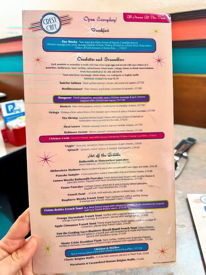 The menu reads like a love letter to breakfast, offering "All Menus, All the Time"&mdash;four words that should be engraved on every restaurant's door.