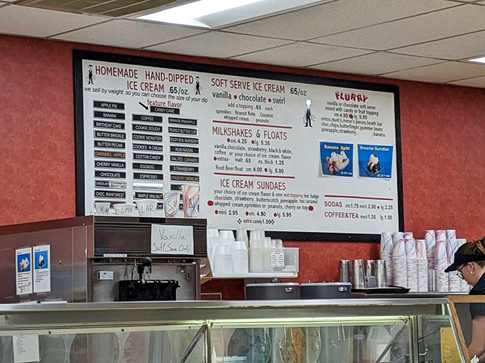 The menu board &ndash; a sacred text for ice cream devotees. Study it carefully; life-changing decisions are about to be made.