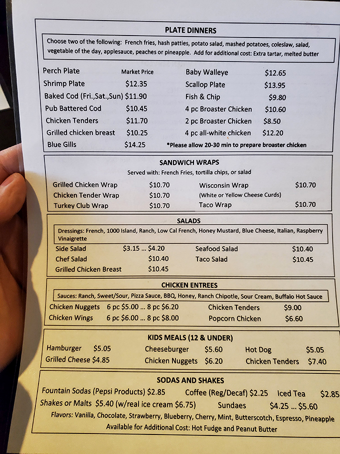 This menu isn't trying to impress with fancy fonts or exotic ingredients&mdash;just honest Wisconsin favorites that have stood the test of time.