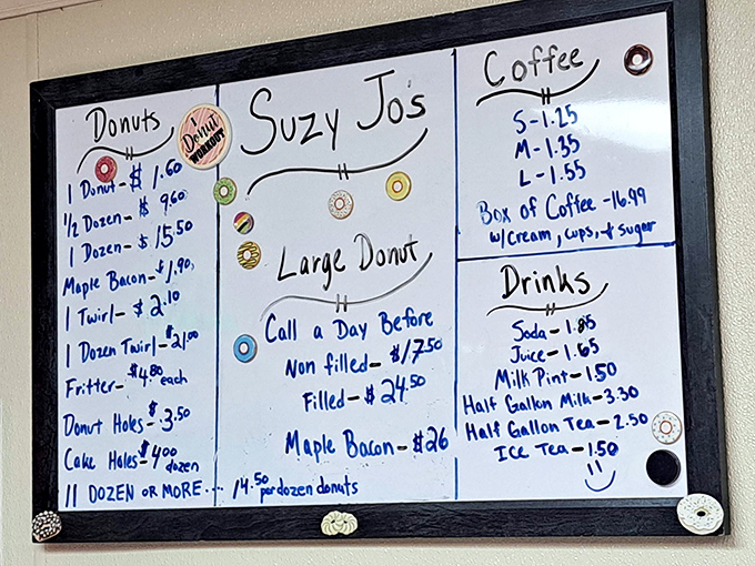 The menu board&mdash;a roadmap to happiness. Simple choices, reasonable prices, and the promise of maple bacon that could make a vegetarian reconsider.