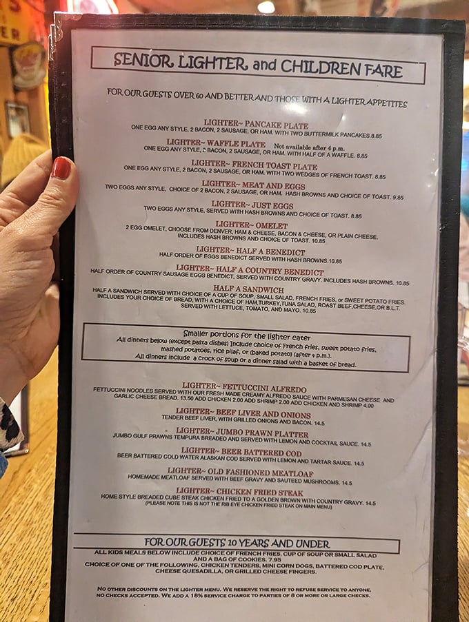 The "lighter fare" menu section is a brilliant invention for those who want breakfast without needing a post-meal nap. Smart eating for smart travelers!