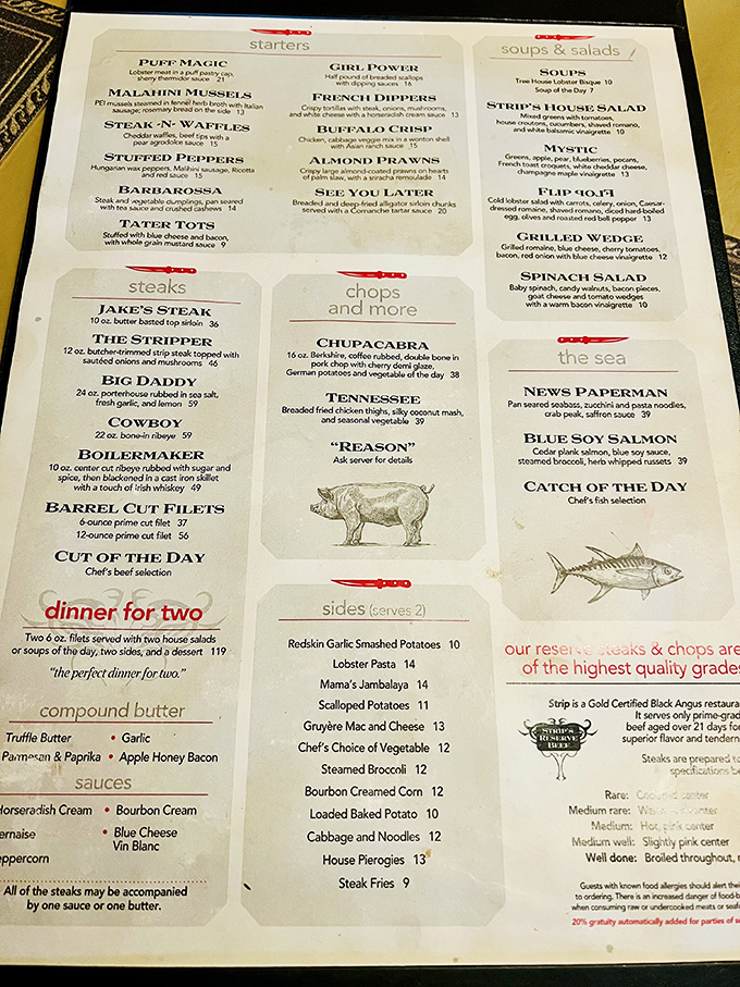 Menu poetry for meat lovers. "The Stripper," "Big Daddy," and "Cowboy" aren't dancers at a gentleman's club&mdash;they're the stars of this carnivorous show.